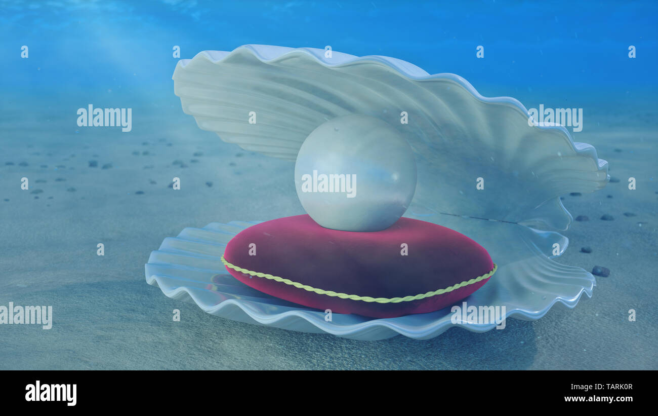 Underwater Clam With Pearl