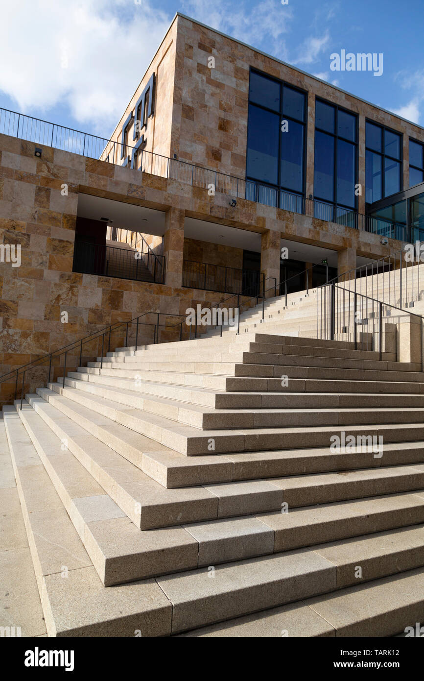 Facade of the RheinMain Congress Center (RMCC) in Wiesbaden, the state ...