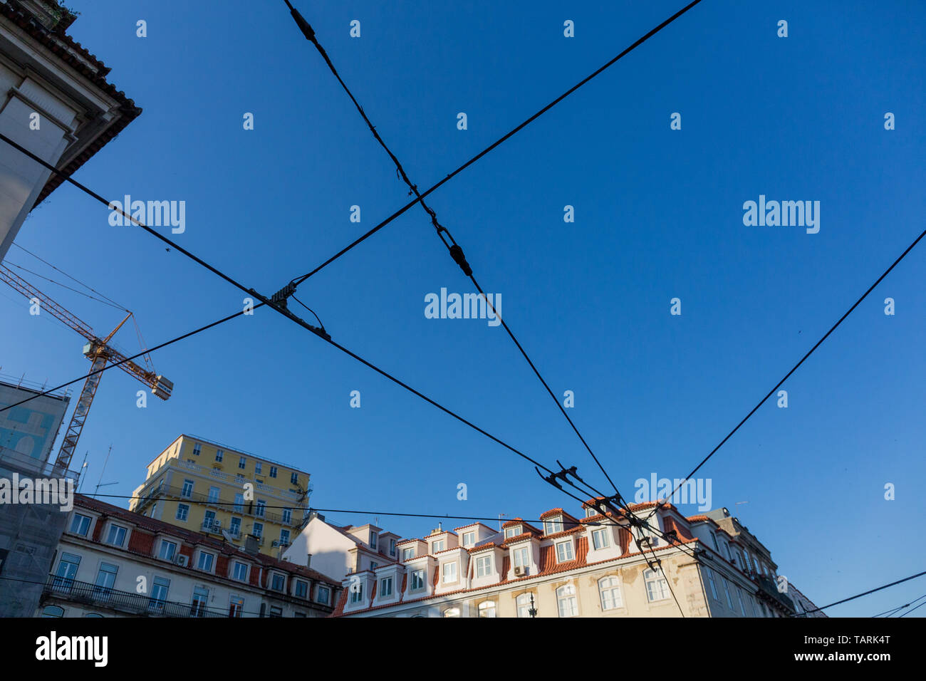 Overhead tram lines Stock Photo - Alamy