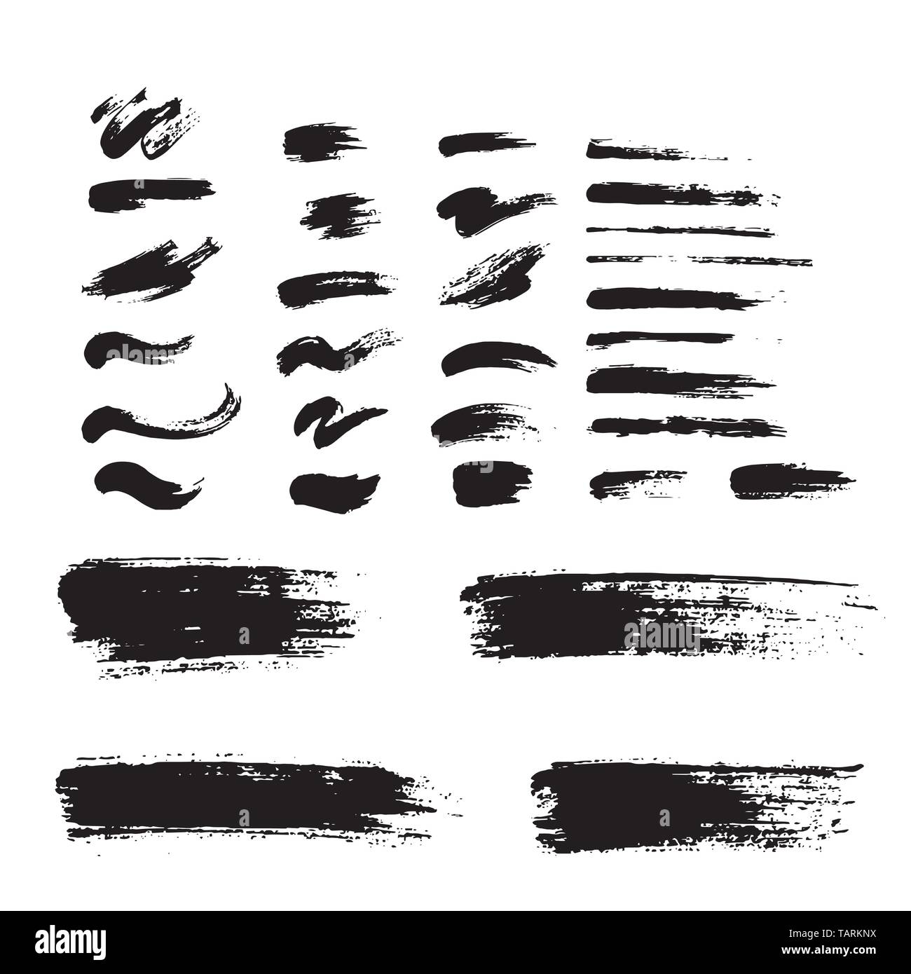 Set of black brush strokes Isolated on white background Stock Vector ...
