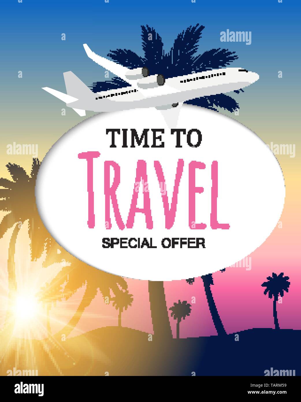 Time to Travel Template Background with Airplane. Vector Illustration ...