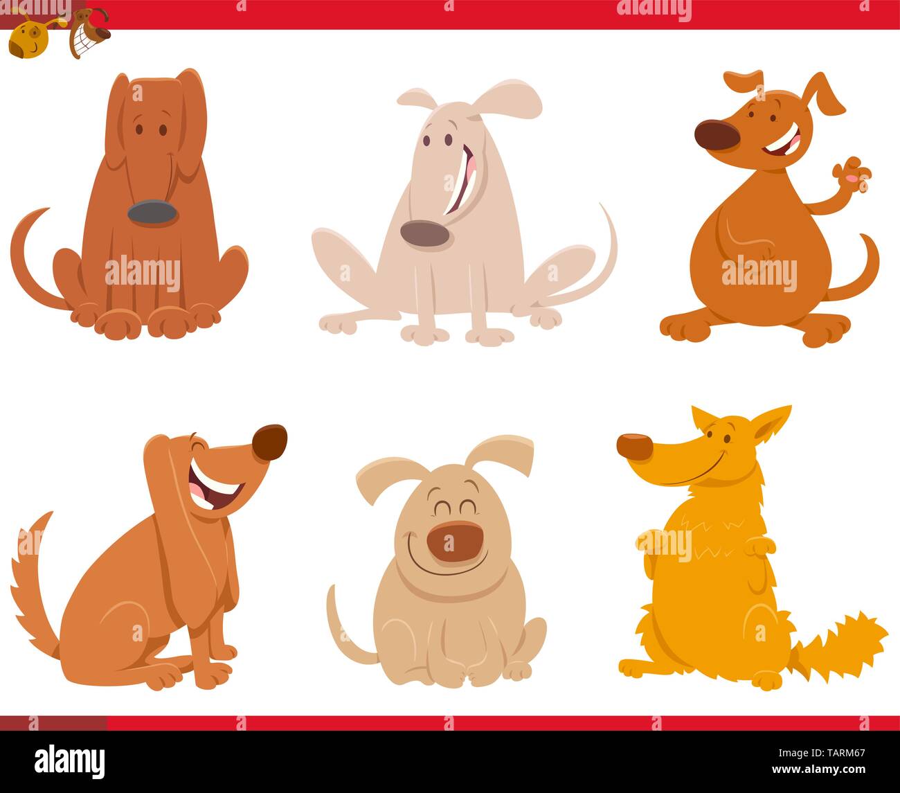 Cartoon Illustration of Happy Dogs or Puppies Pet Animal Characters Set ...