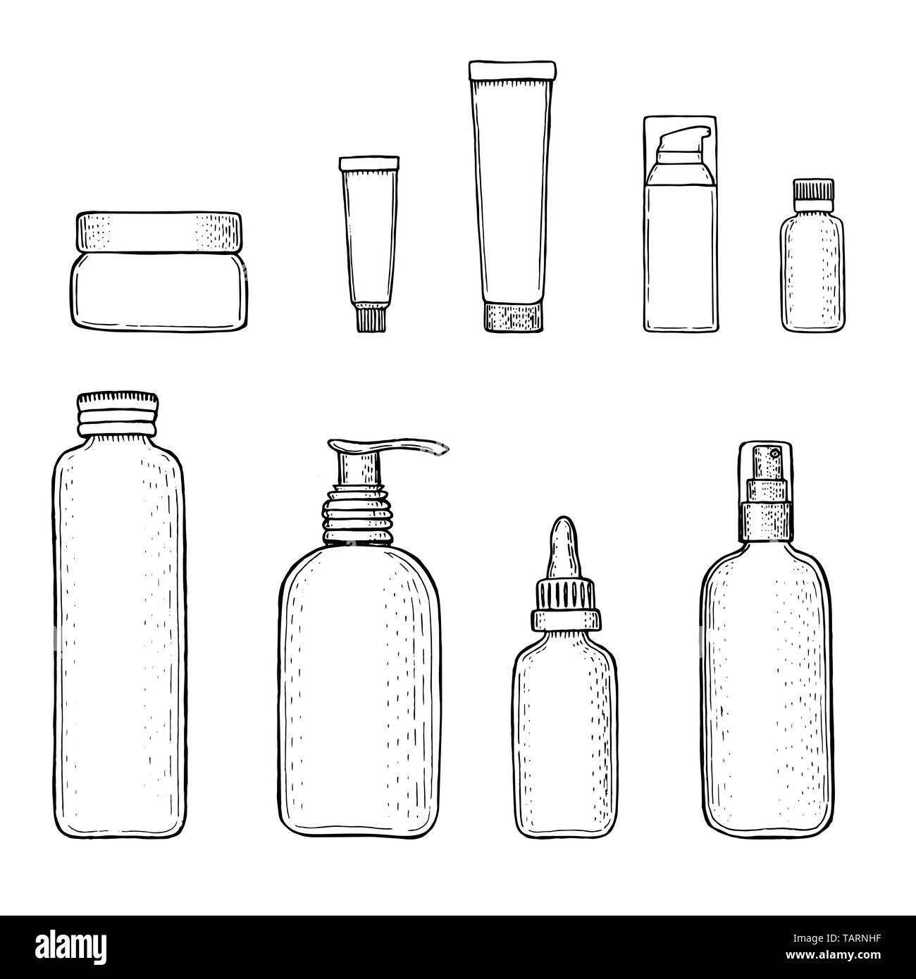 Set vector blank templates of empty containers: bottles with spray ...