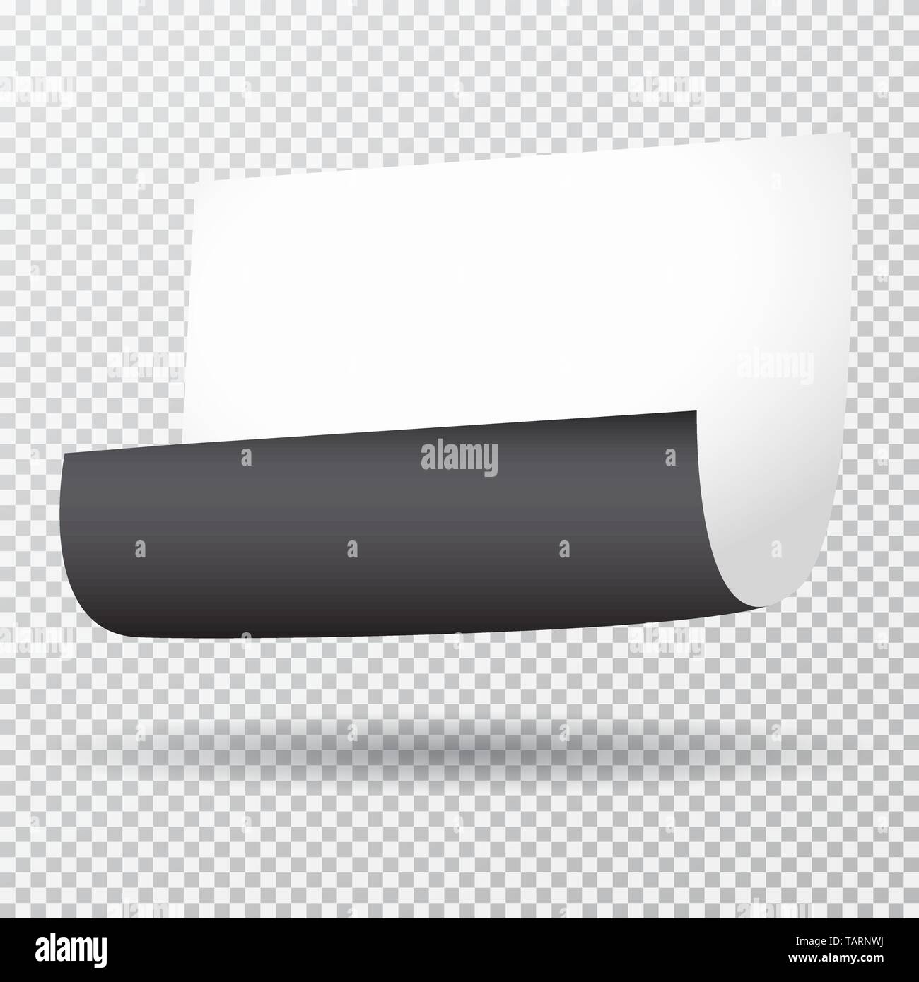 White, black folded note, notebook paper sheet flying next to squared ...