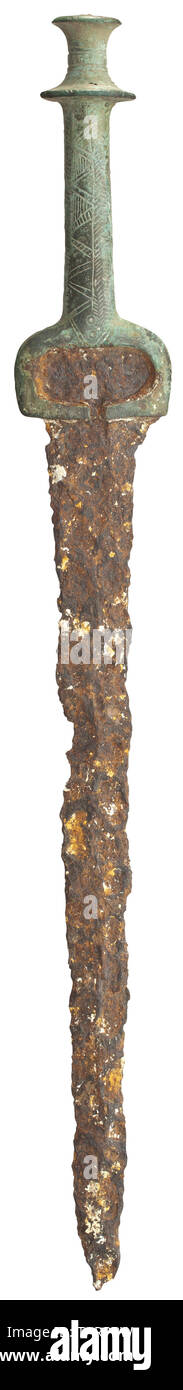 A Central Asian sword with a bronze grip and iron blade, early Iron Age ...