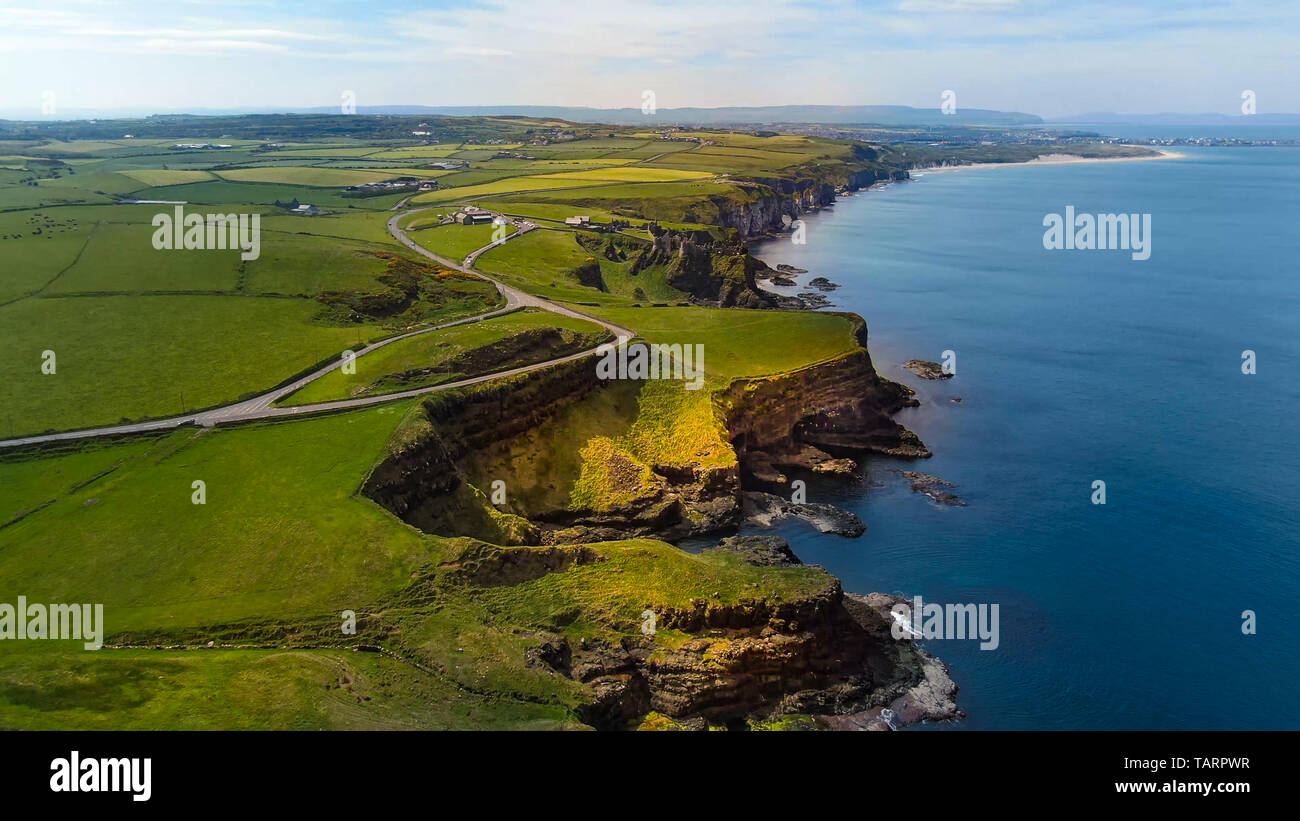 Dunluce castle aerial hi-res stock photography and images - Alamy