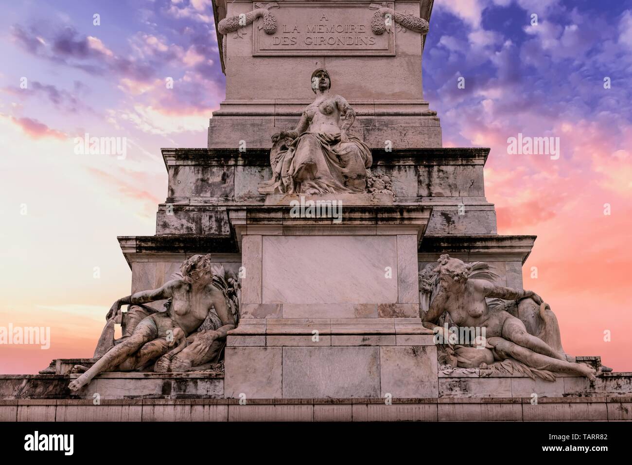 Bordeaux monument aux Girondins fountain in France Stock Photo - Alamy