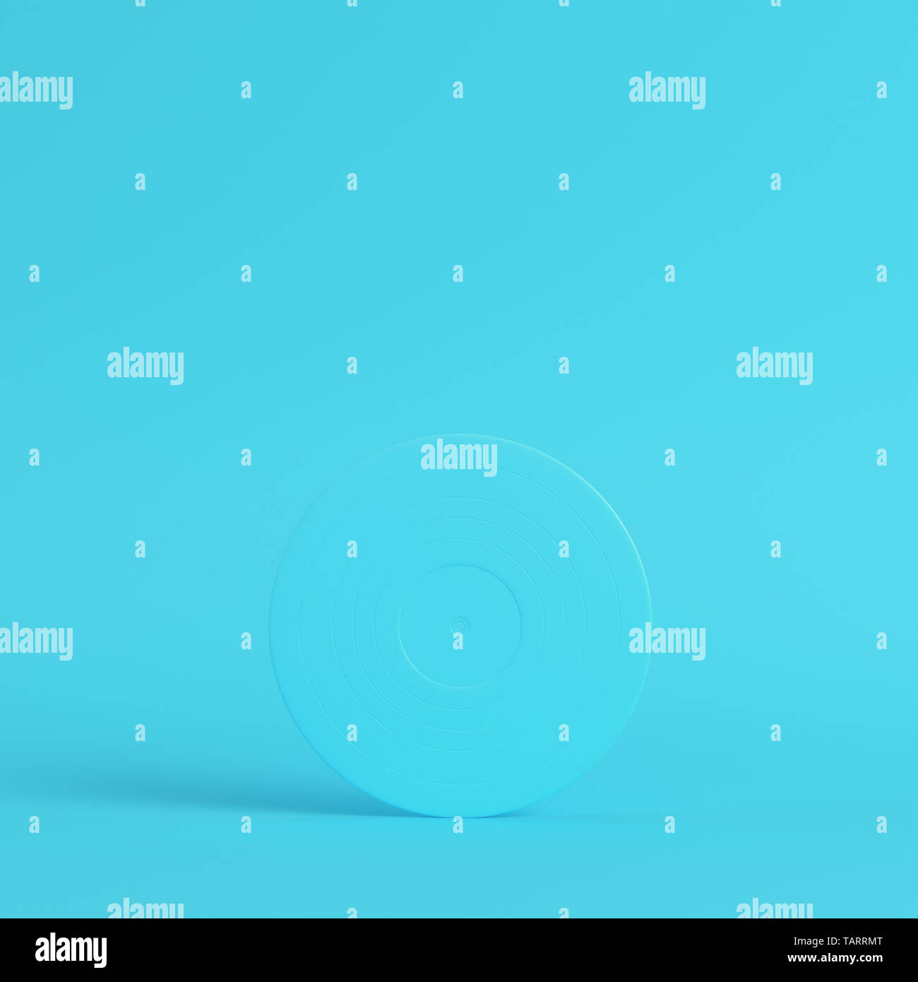 Vinyl record on bright blue background in pastel colors. Minimalism ...