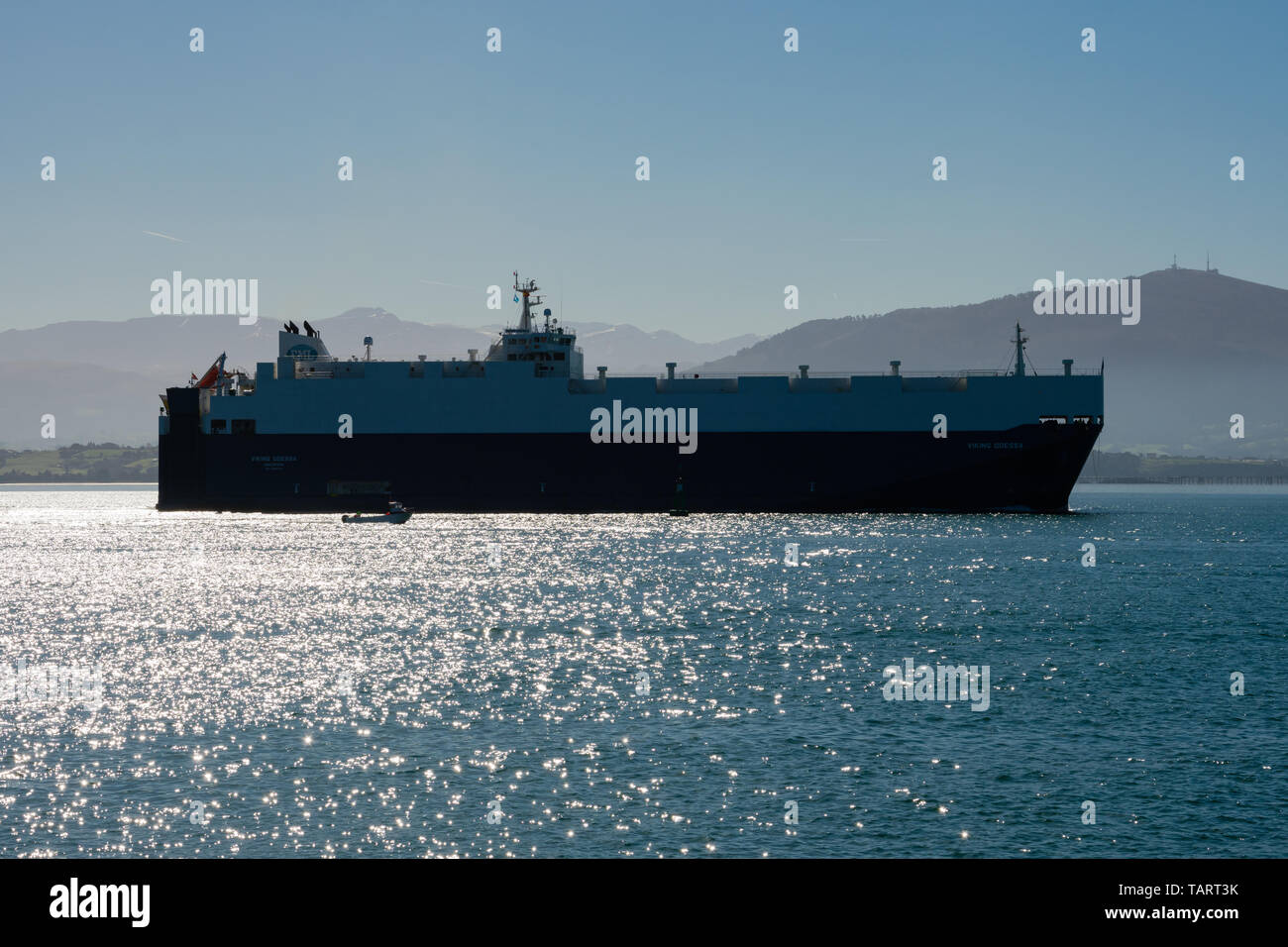 Santander, Spain. February 12, 2019. View of a big ship. Santander ...