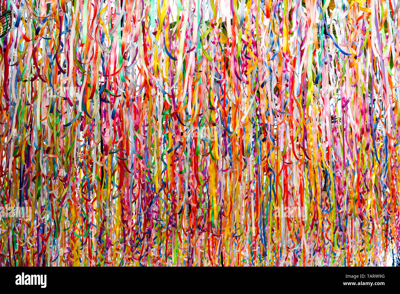 abstract of colorful ribbon rainbow on ceiling background Stock Photo ...