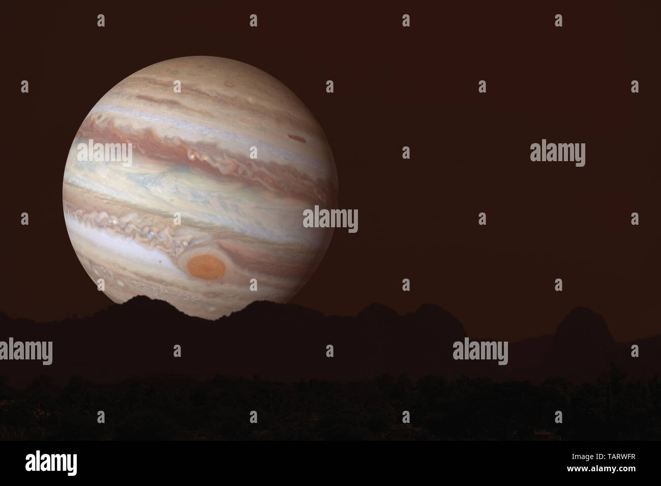 Jupiter silhouette mountain on cloud and night sky, Elements of this ...