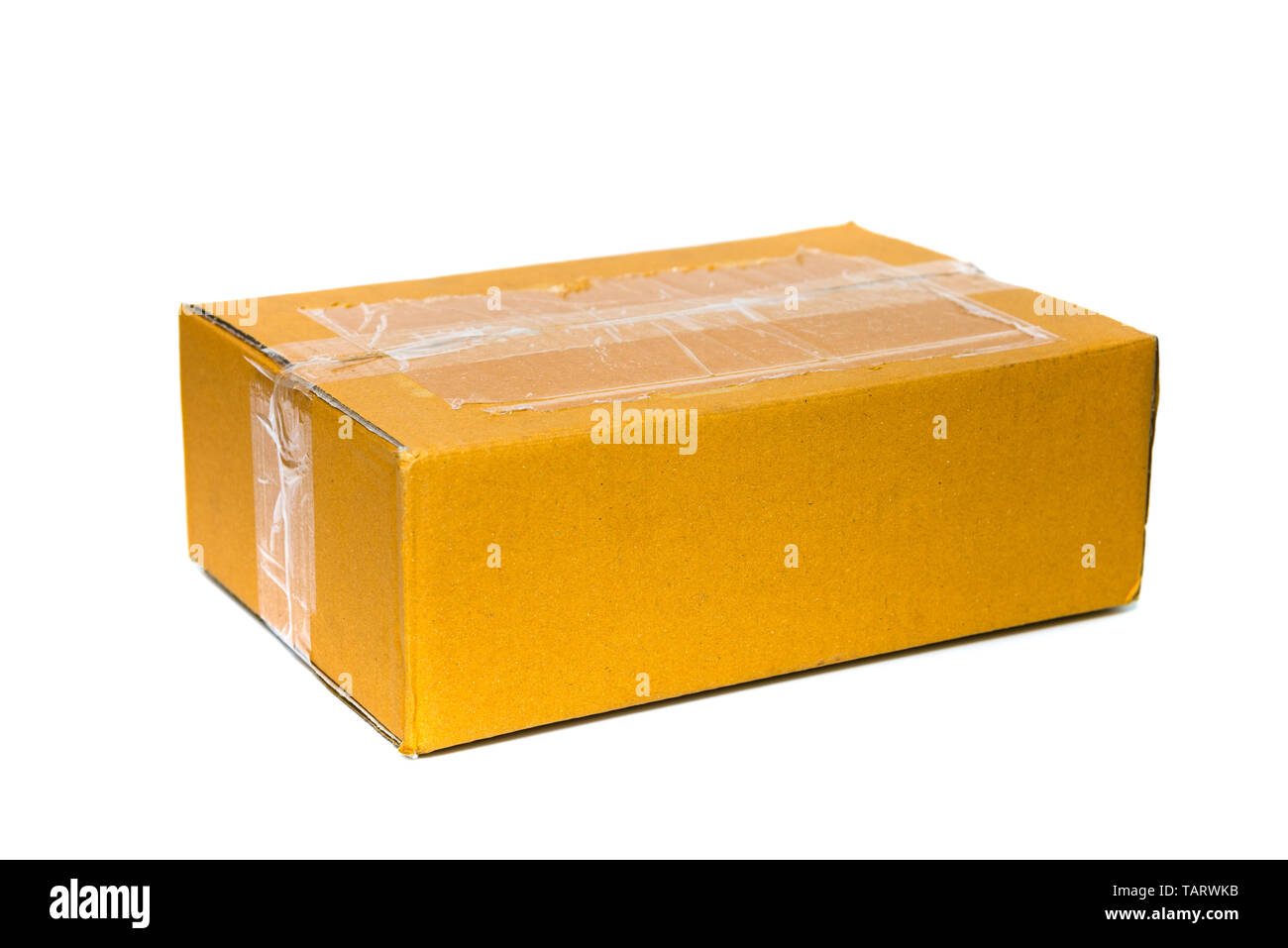 Empty old brown small cardboard box for mock up isolated on white ...