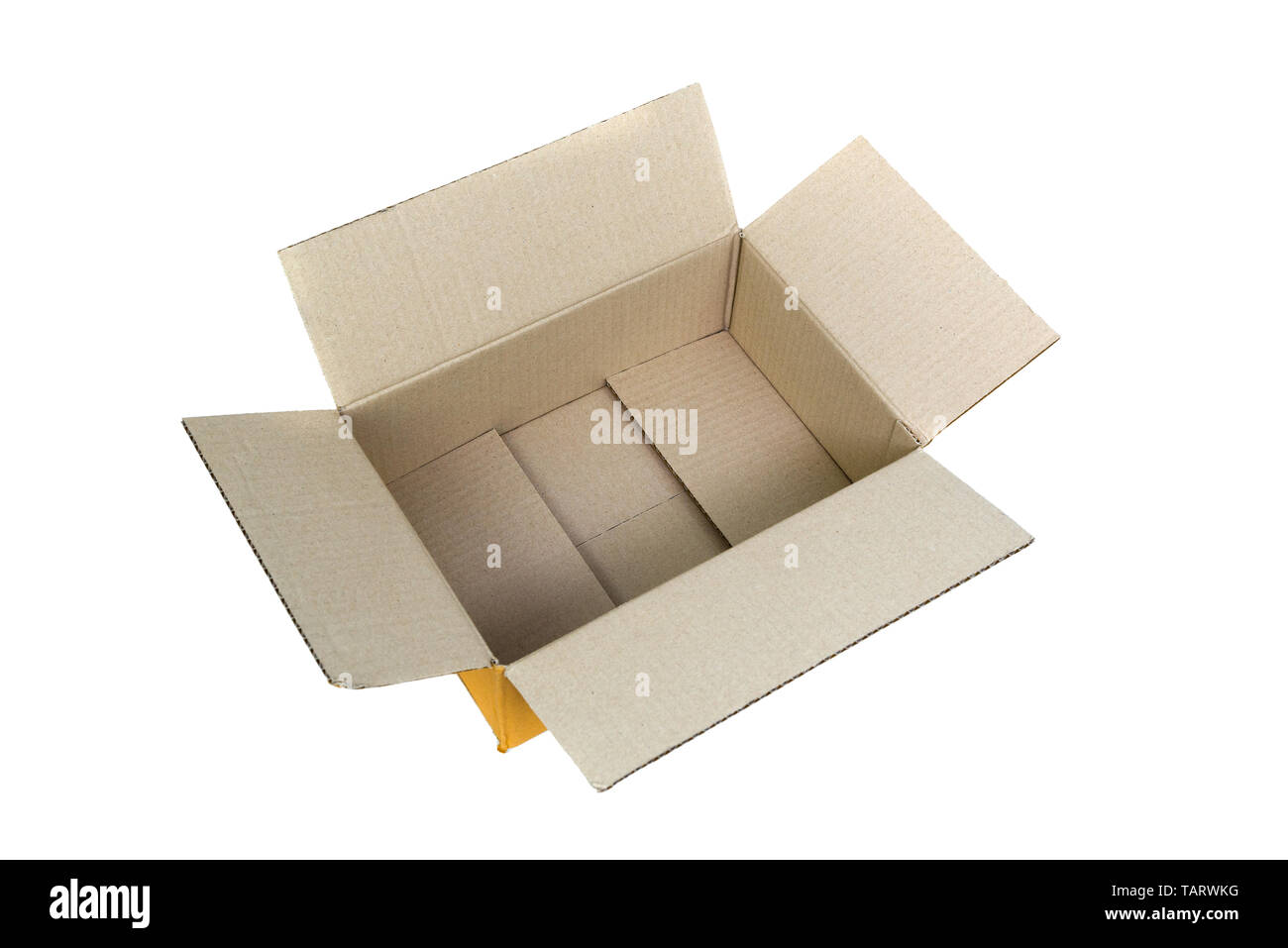 Empty opened old brown small cardboard box for mock up isolated on ...
