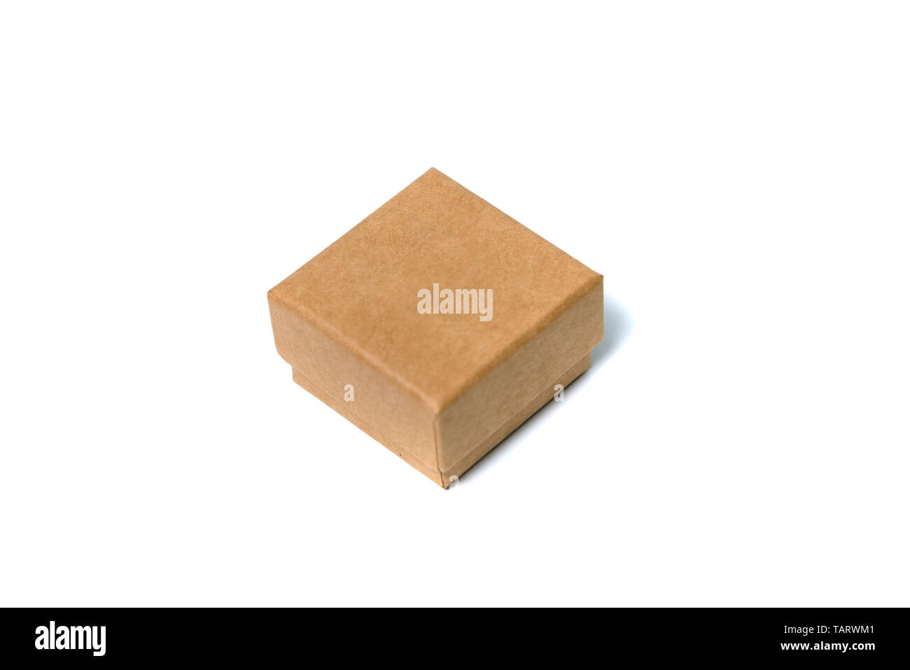 Empty small brown cardboard box with lid for mock up isolated on white ...