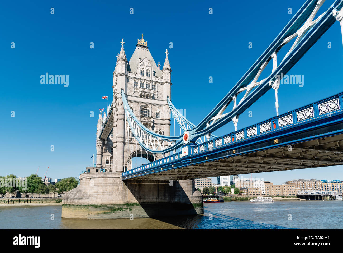 Tower Bridge in London against blue sky Stock Photo - Alamy