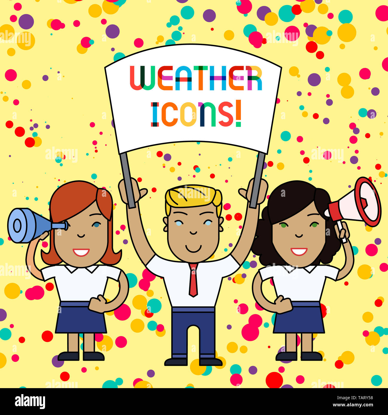 Text sign showing Weather Icons. Business photo showcasing Plotted on a ...