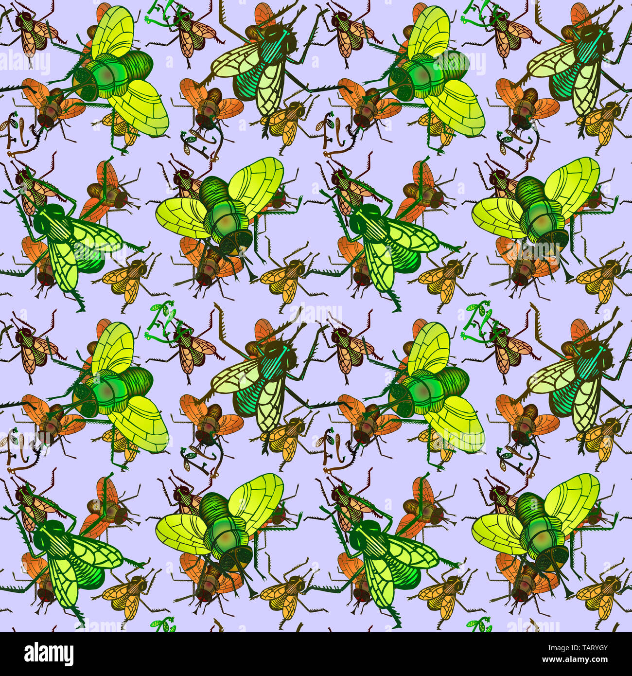 Cartoon character of green flies with inscription, top view, hand drawn ...