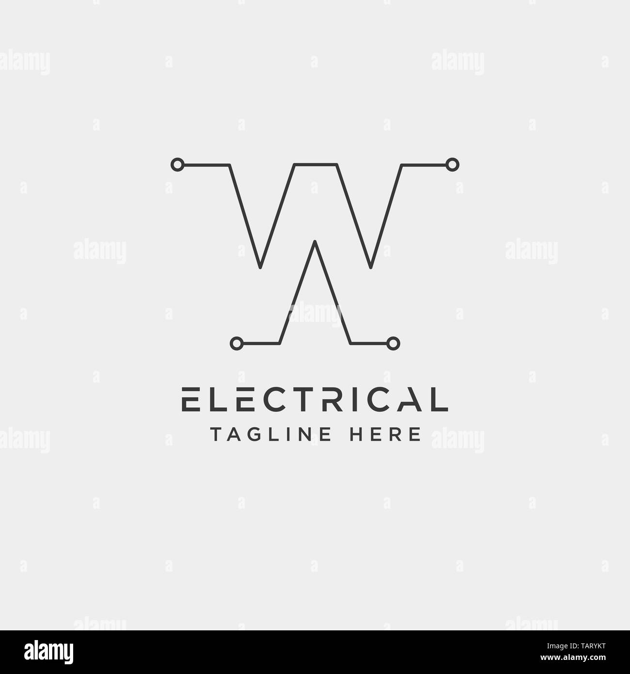 connect or electrical w logo design vector icon element isolated ...