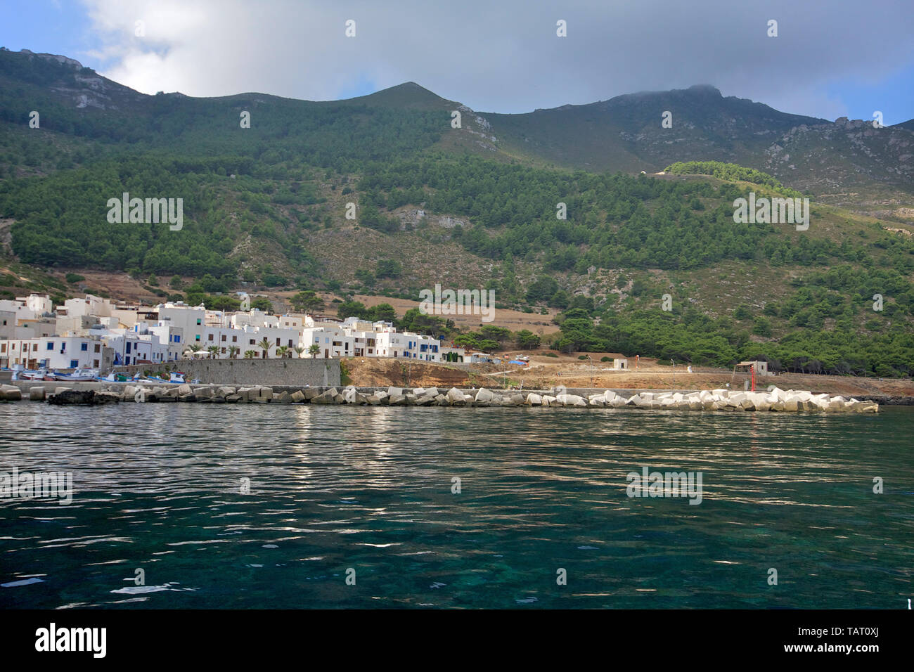 Harbour of Marettimo, archipelago of Egadi. Sicily, Italy Stock Photo ...