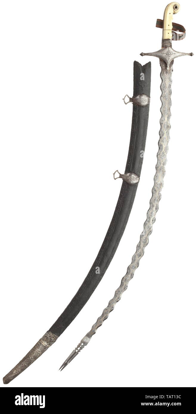 A North Indian shamshir with wavy blade, 19th century, Curved, wavy ...