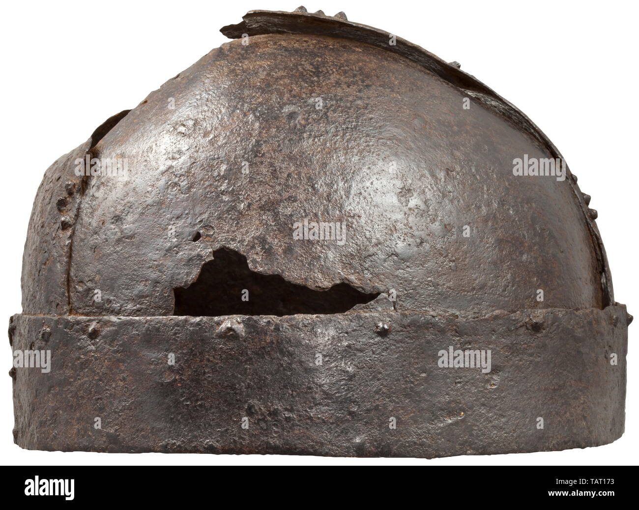 An early Byzantine iron banded helmet, 6th century, 4.5 cm wide ...