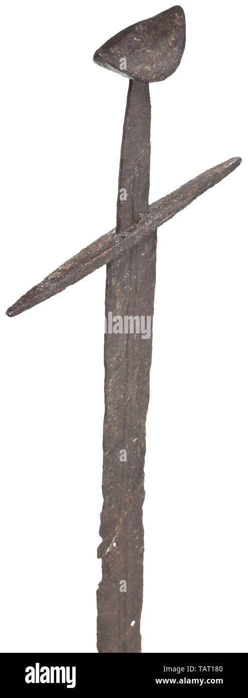 A Central European knightly sword, circa 1100, Double edged blade with ...