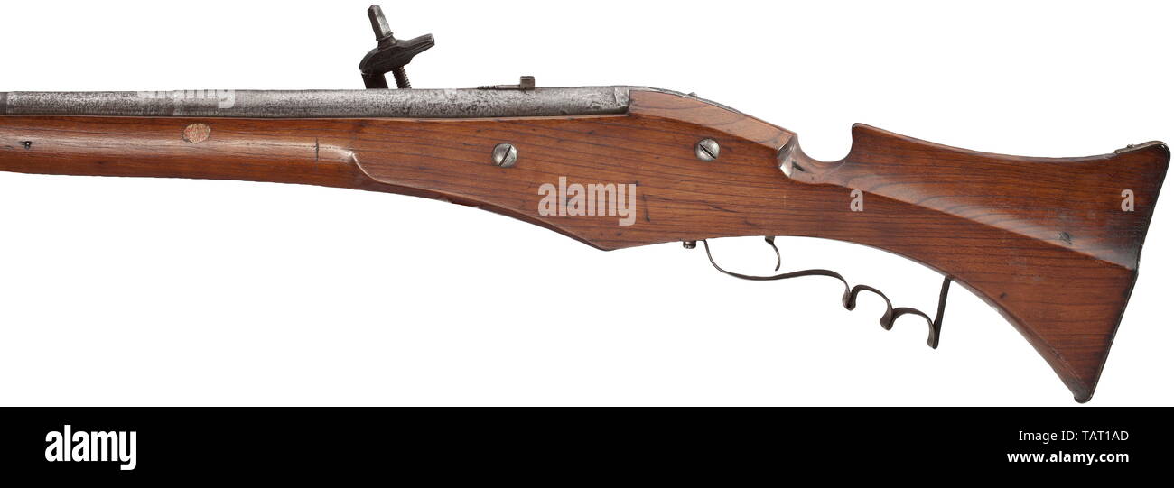 A heavy German wheellock musket, circa 1600, Long, smooth round barrel ...