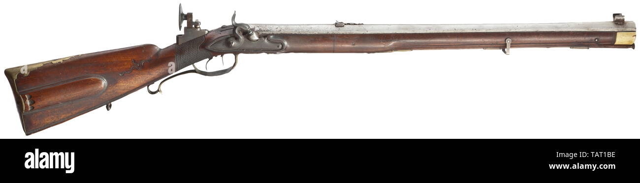 Civil long arms, flintlock and caplock, caplock full stock rifle ...