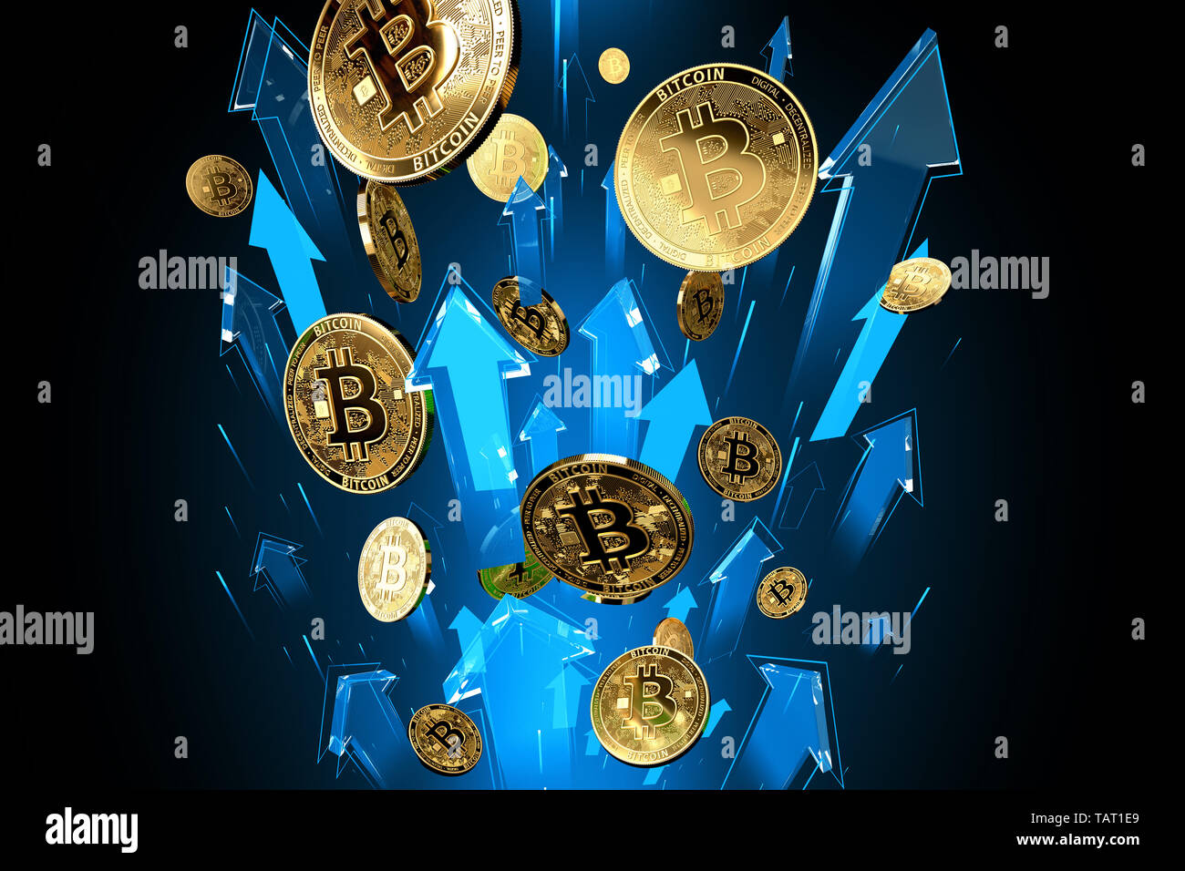 Blue arrows shots up with high velocity as Bitcoin (BTC) price rises ... Blue arrows shots up with high velocity as Bitcoin (BTC) price rises ...