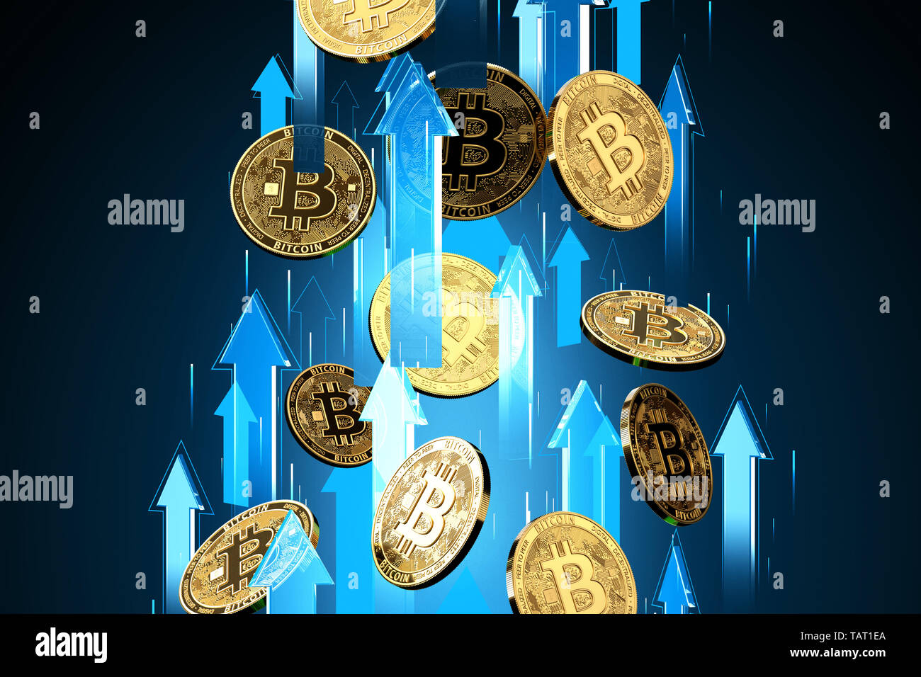 Blue arrows shots up with high velocity as Bitcoin (BTC) price rises ...