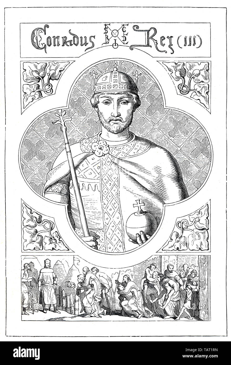 Conrad III, 1093 - 1152, Historical illustration, 19th century , Konrad ...