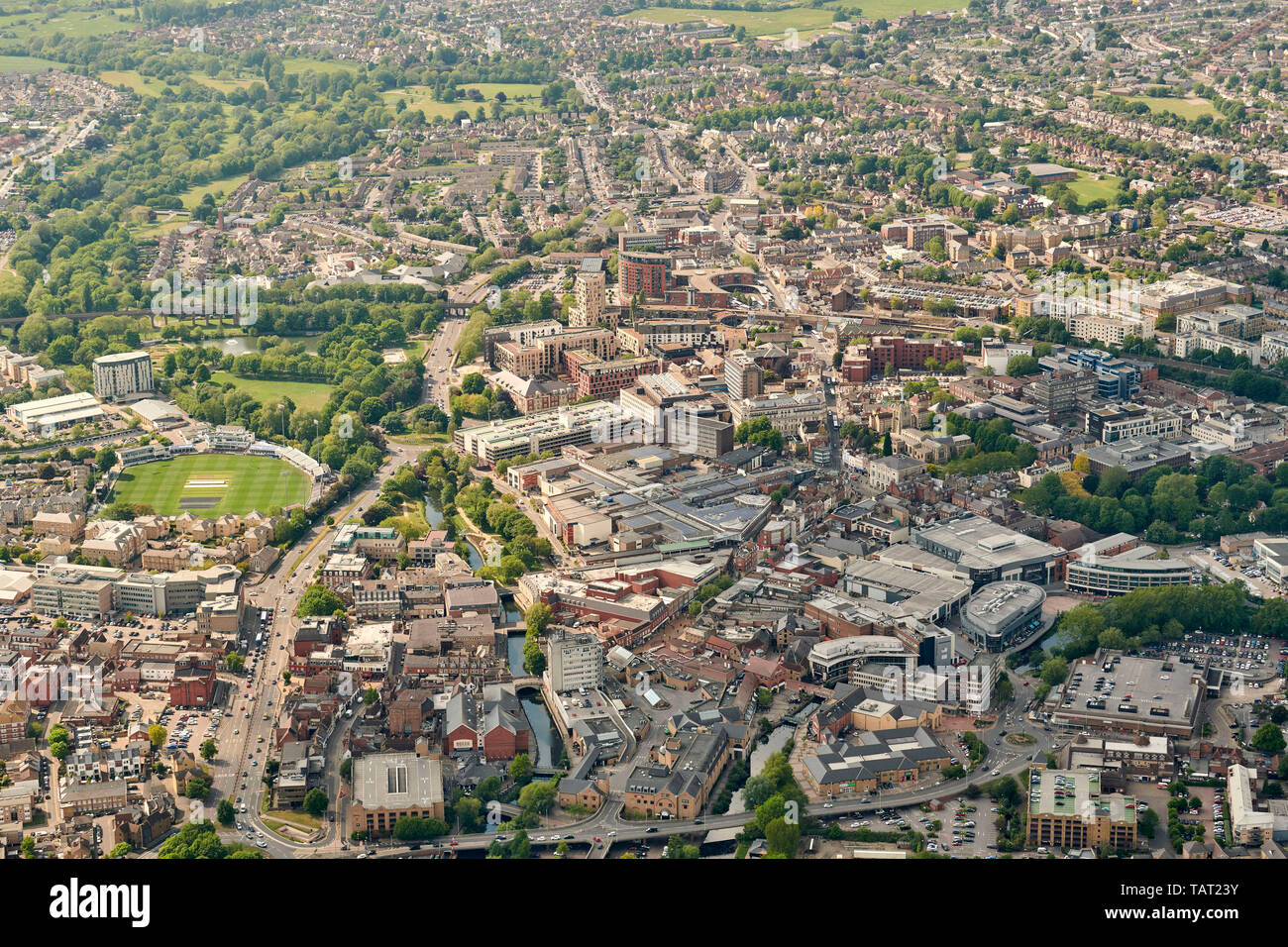 An aerial view of Chelmsford City Centre, South East England, UK Stock ...