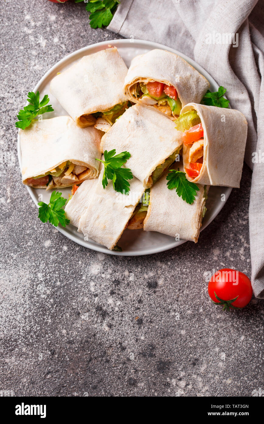 Lavash rolls chicken vegetables hi-res stock photography and images - Alamy