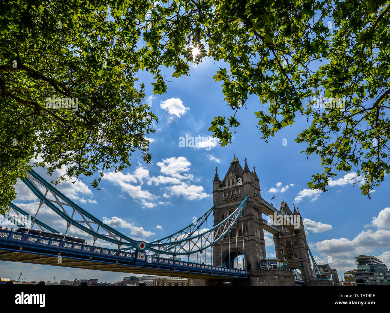 A bright sunny day at Tower Bridge - London, UK Stock Photo - Alamy