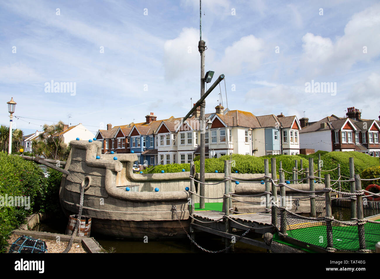 pirate ship on adventure golf course Stock Photo - Alamy