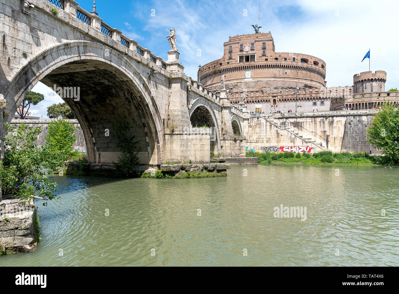 View of Sant'Angelo castel - Tevere river - Rome - Italy Stock Photo ...