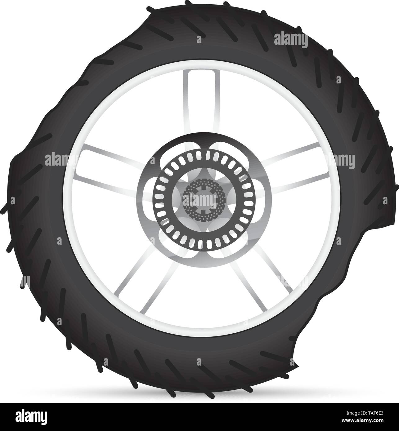 Broken motorcycle wheel on the white background with the shadow Stock ...