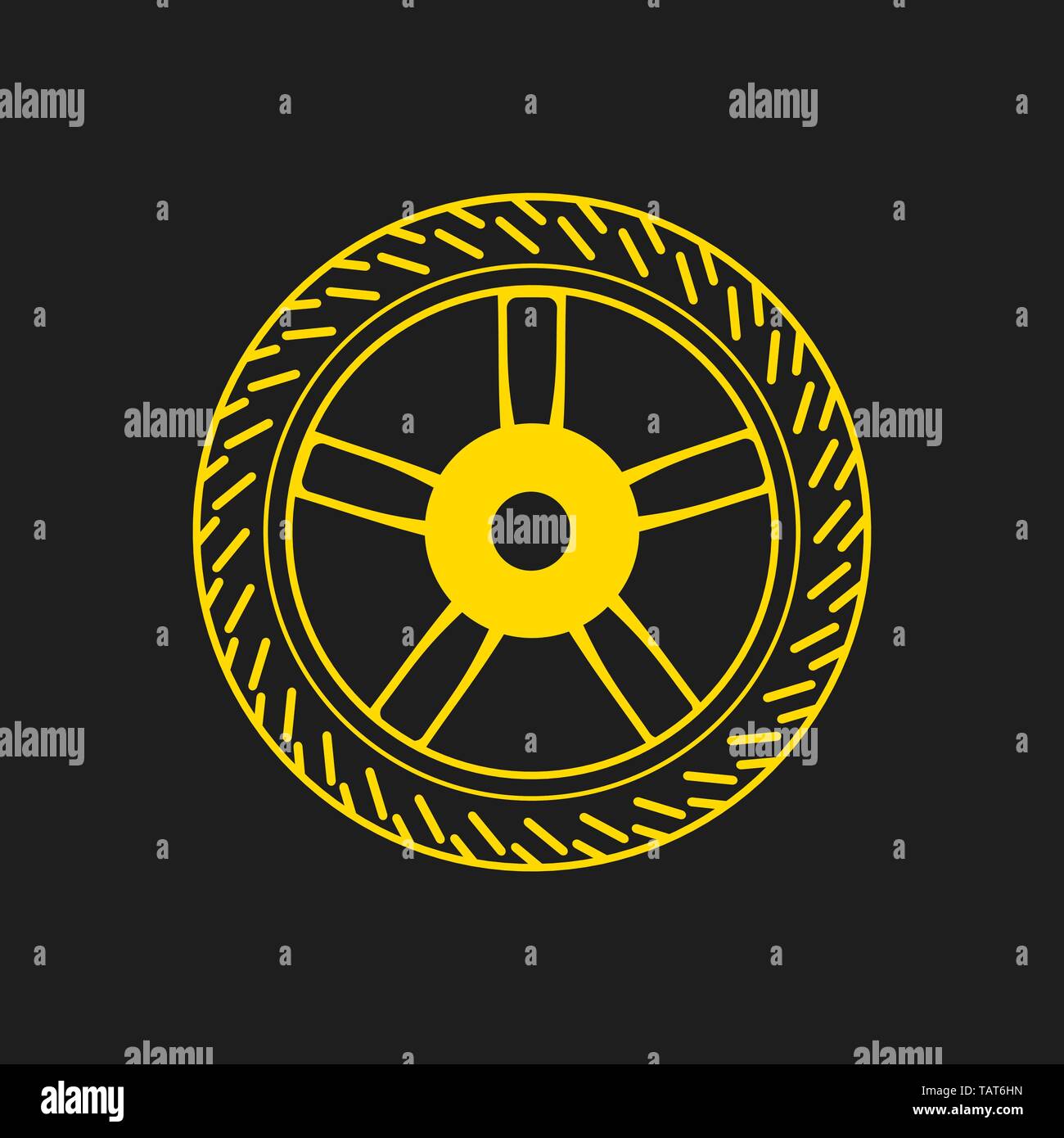 Golden Car tyre outline icon - Vector illustration Stock Vector Image ...
