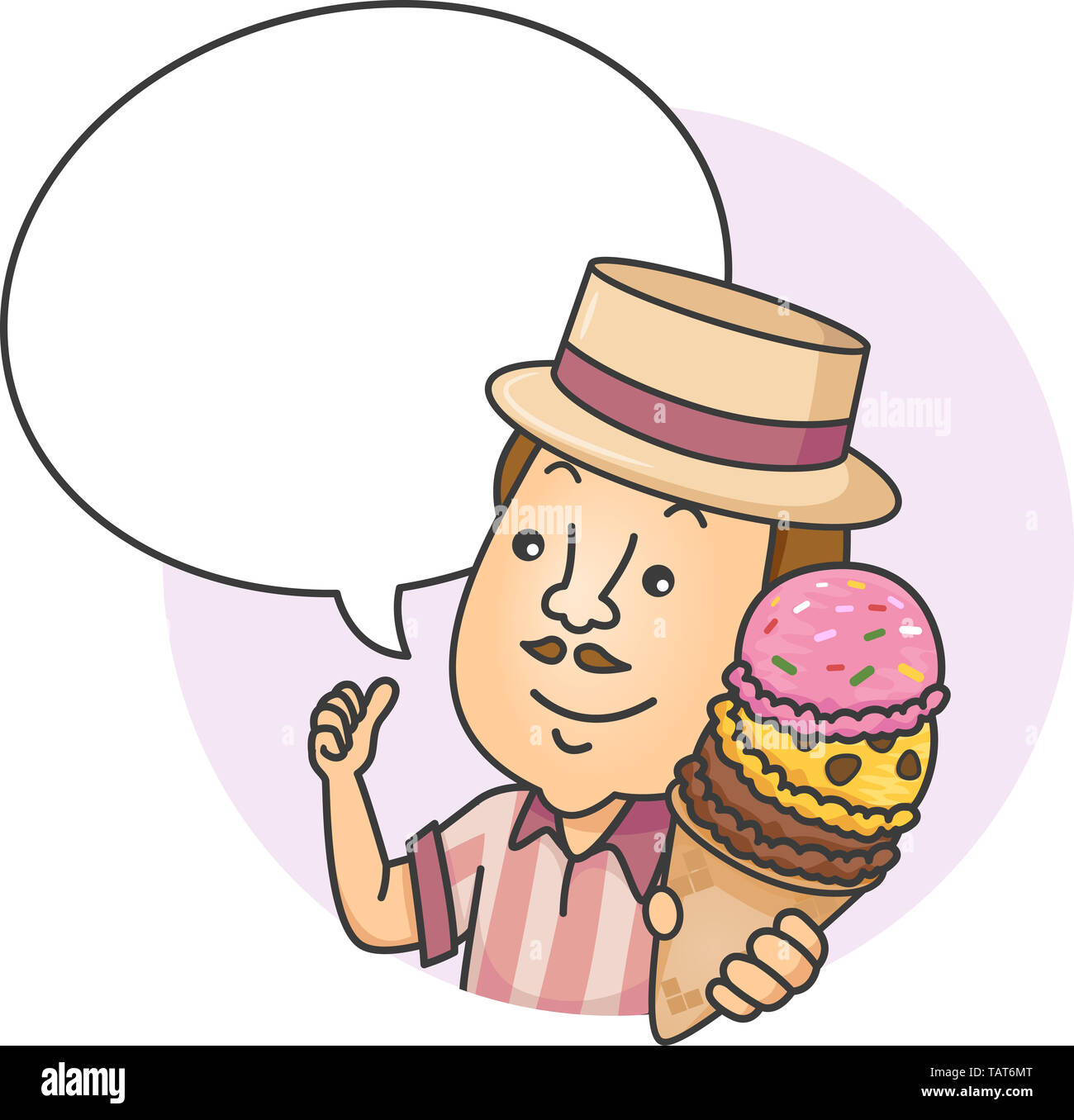 Illustration of a Man Selling Ice Cream Showing Okay Sign and a Blank ...