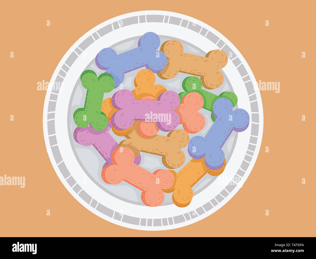 Illustration of a Plate Full of Dog Food Shaped Like a Bone for Tasting ...