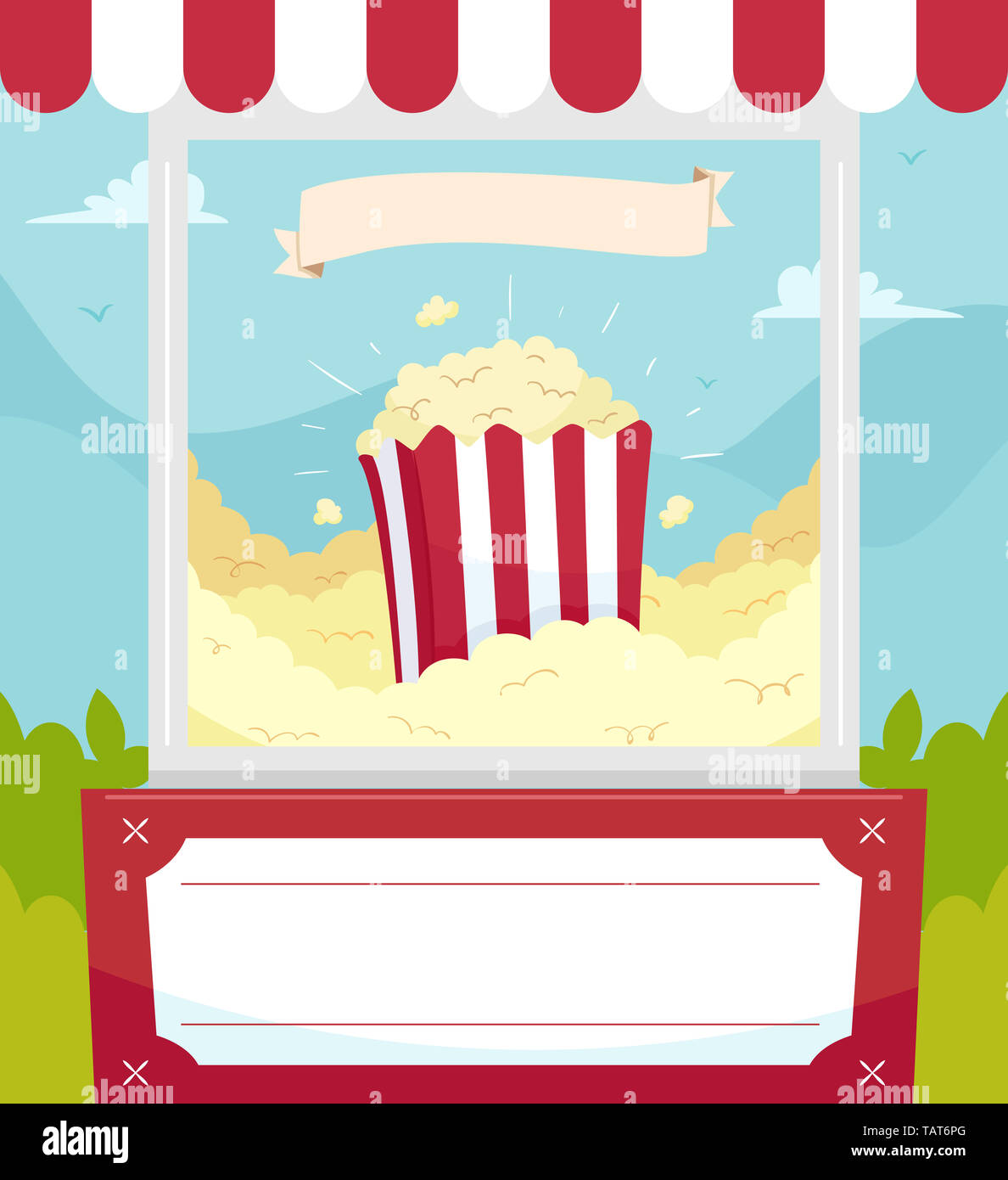Illustration of a Popcorn Poster with Ribbon and Board Stock Photo - Alamy