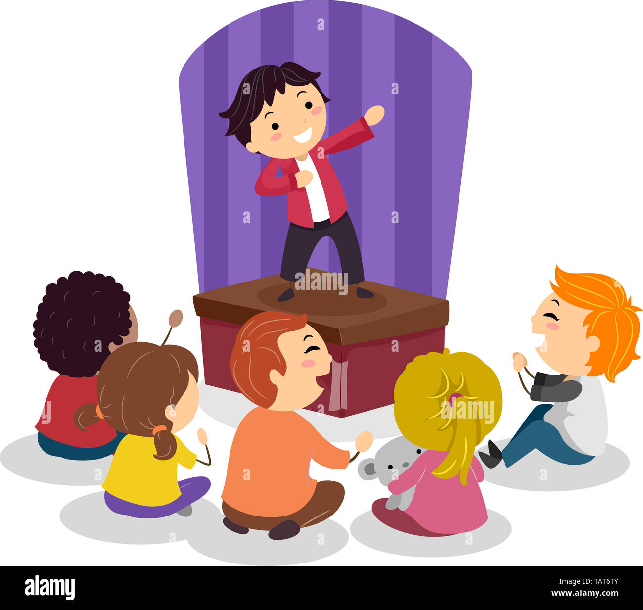 Illustration of Stickman Kids Laughing and Watching a Friend Performing ...
