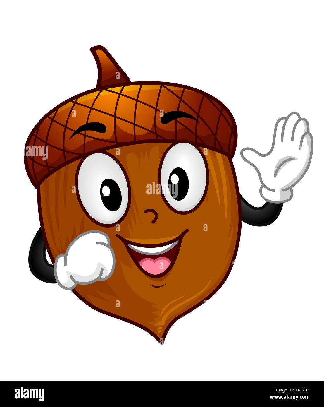 Illustration of an Acorn Mascot Waving Hello Stock Photo - Alamy
