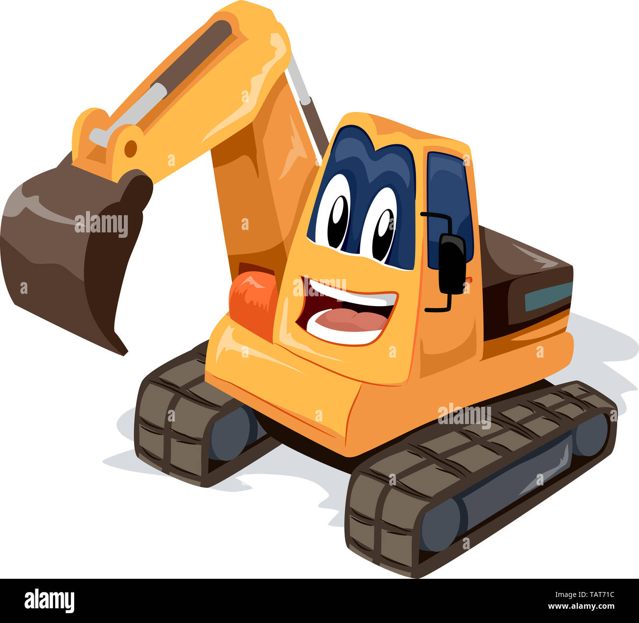 Illustration of a Construction Excavator Mascot Smiling Stock Photo - Alamy