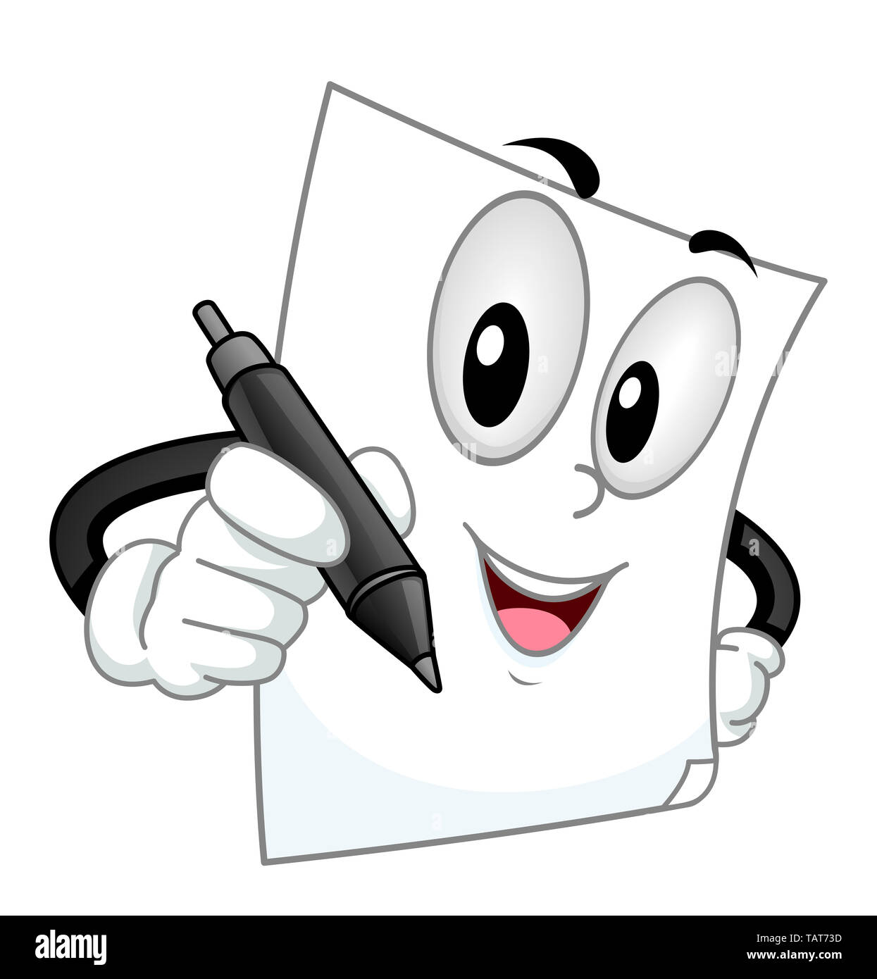 Illustration of a Paper Mascot Holding a Pen for Signing Stock Photo ...