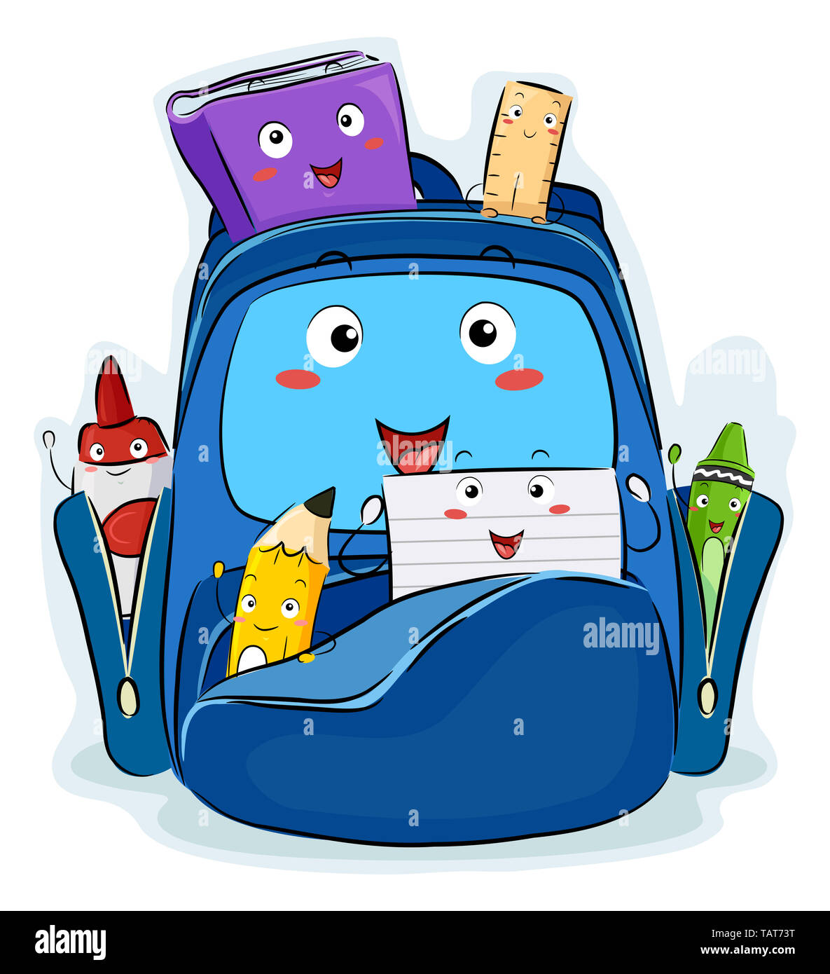 Illustration of a Bag Mascot Full of School Supplies Mascots from Paper ...
