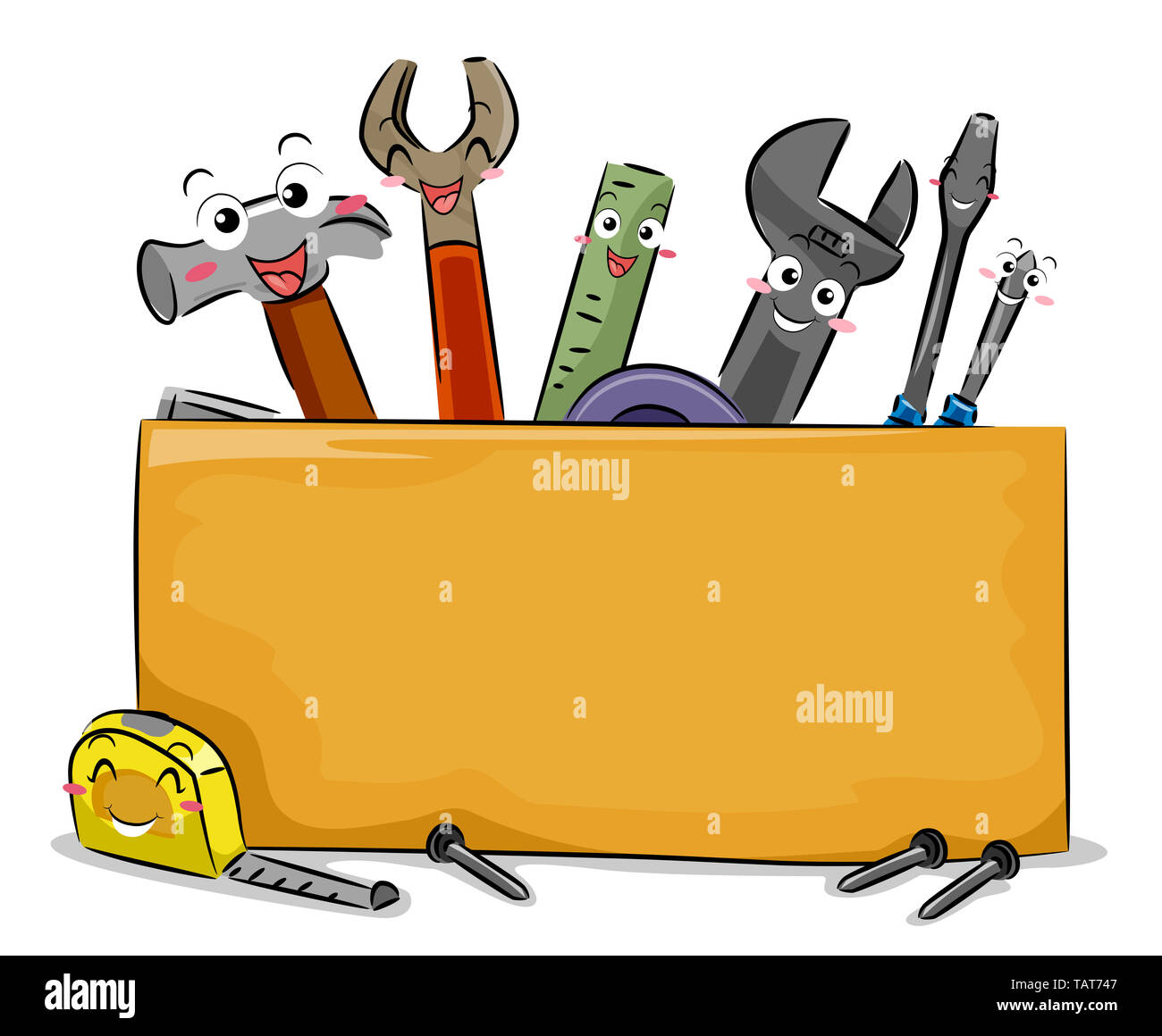 Illustration of a Construction Toolbox Full of Tools Mascots from ...