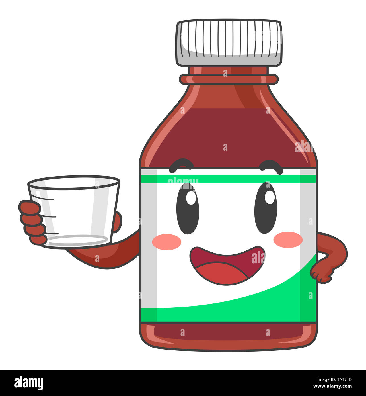 Illustration of a Vitamin or Medicine Bottle Mascot Holding a Plastic ...