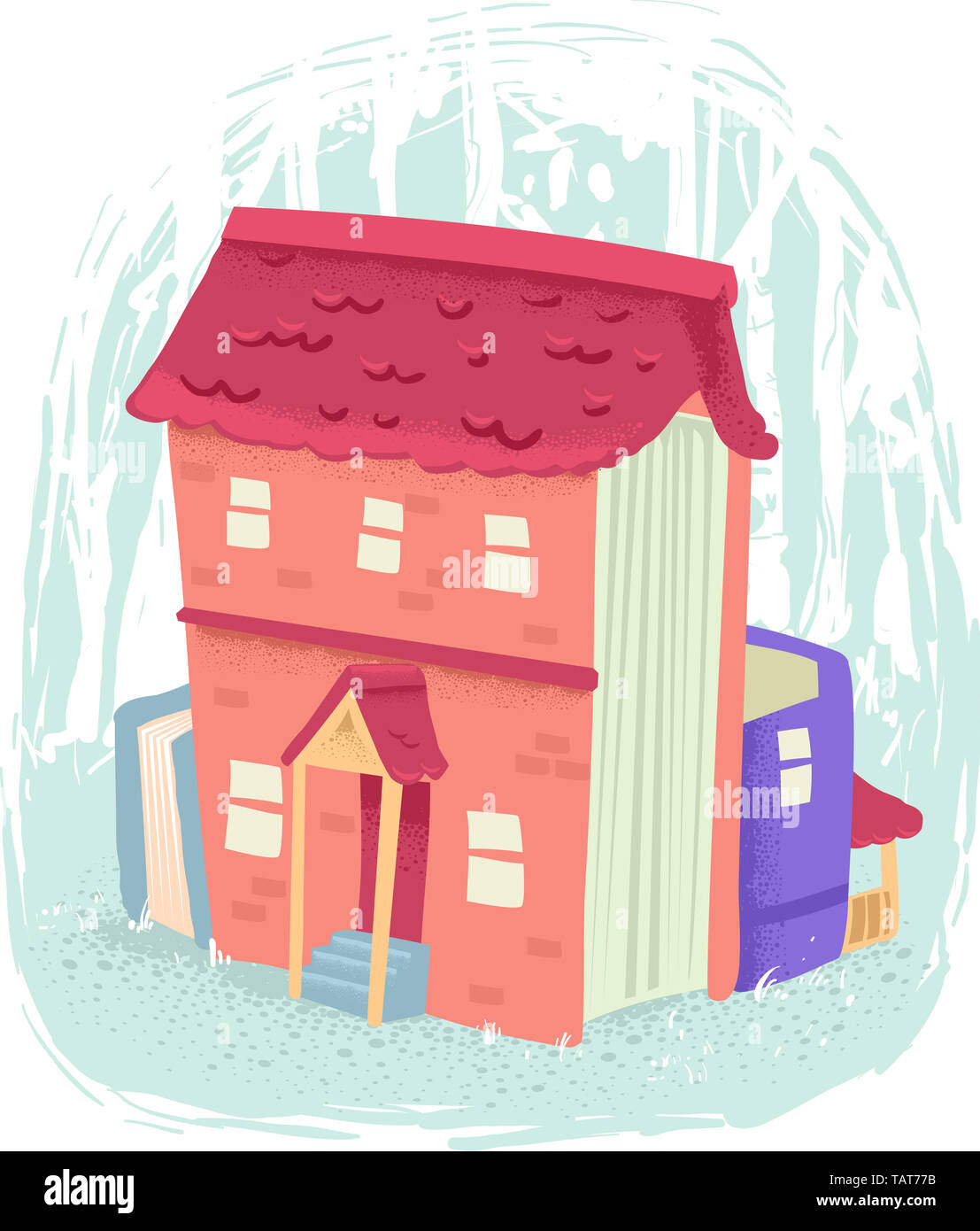 Illustration of a Book House with Roof, Door and Windows Stock Photo ...
