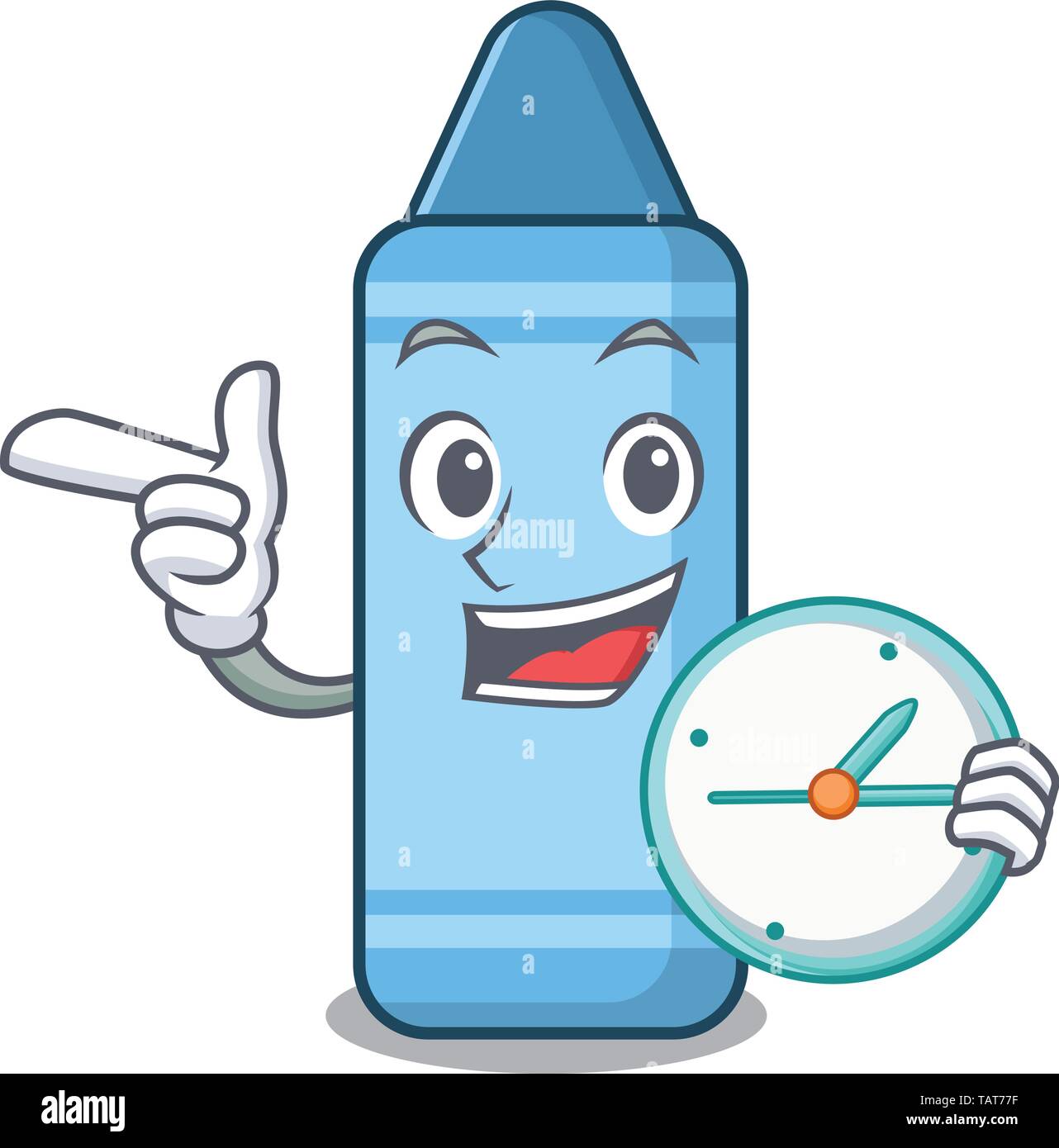With clock blue crayon in the cartoon column Stock Vector Image & Art ...